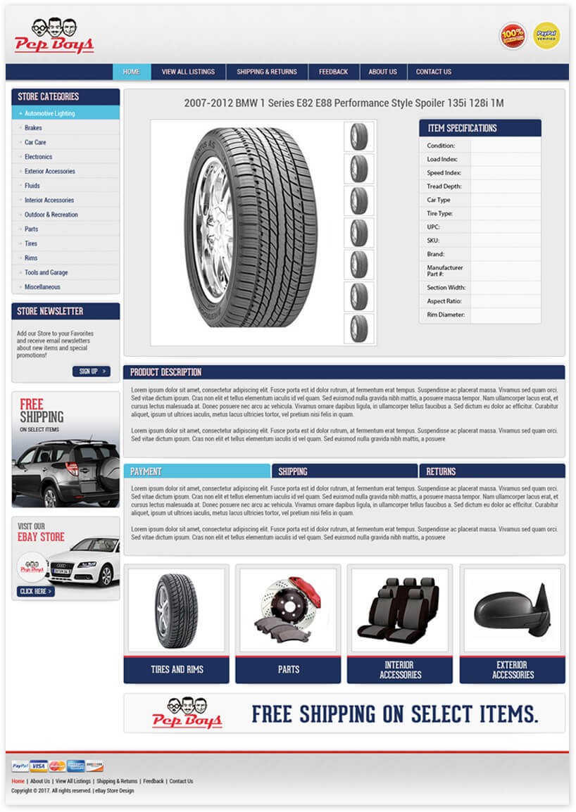 Custom eBay Templates Design to Launch Automotive or Powersports eBay Store